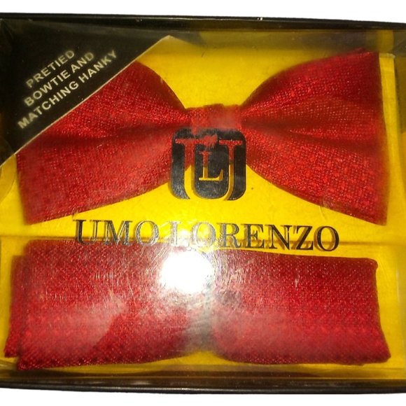 Umo Lorenzo | Accessories | Nwt Red Umo Lorenzo Bow Tie And Hanky Set ...